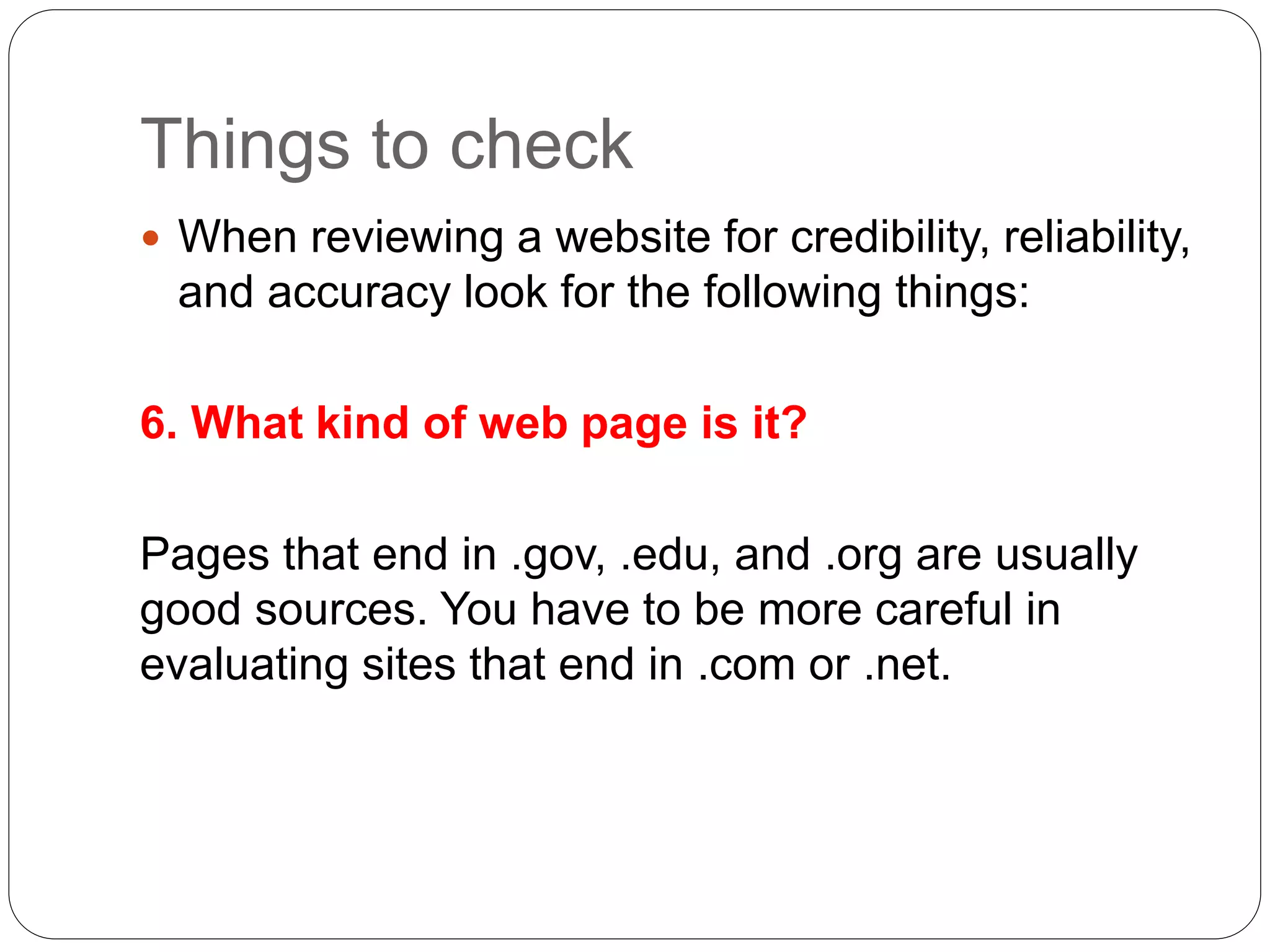 Evaluating internet resources | PPTX