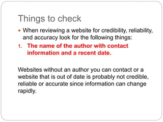 Evaluating internet resources | PPTX
