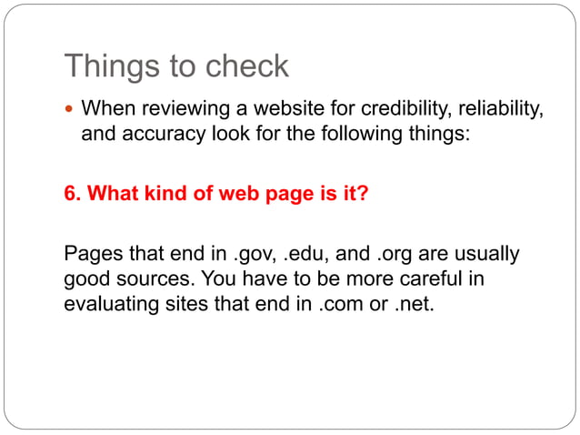 Evaluating internet resources | PPT