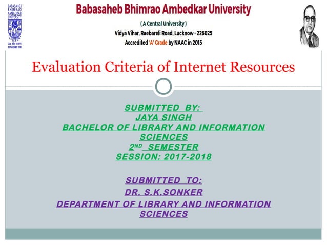 Evaluating internet resources by jaya singh | PPT | Internet for ...