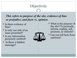 Evaluating internet resources by jaya singh | PPT
