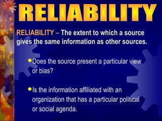 Evaluating internet sources | PPT