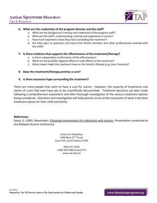 TAP Tip Sheet - Evaluating Autism Interventions | PDF