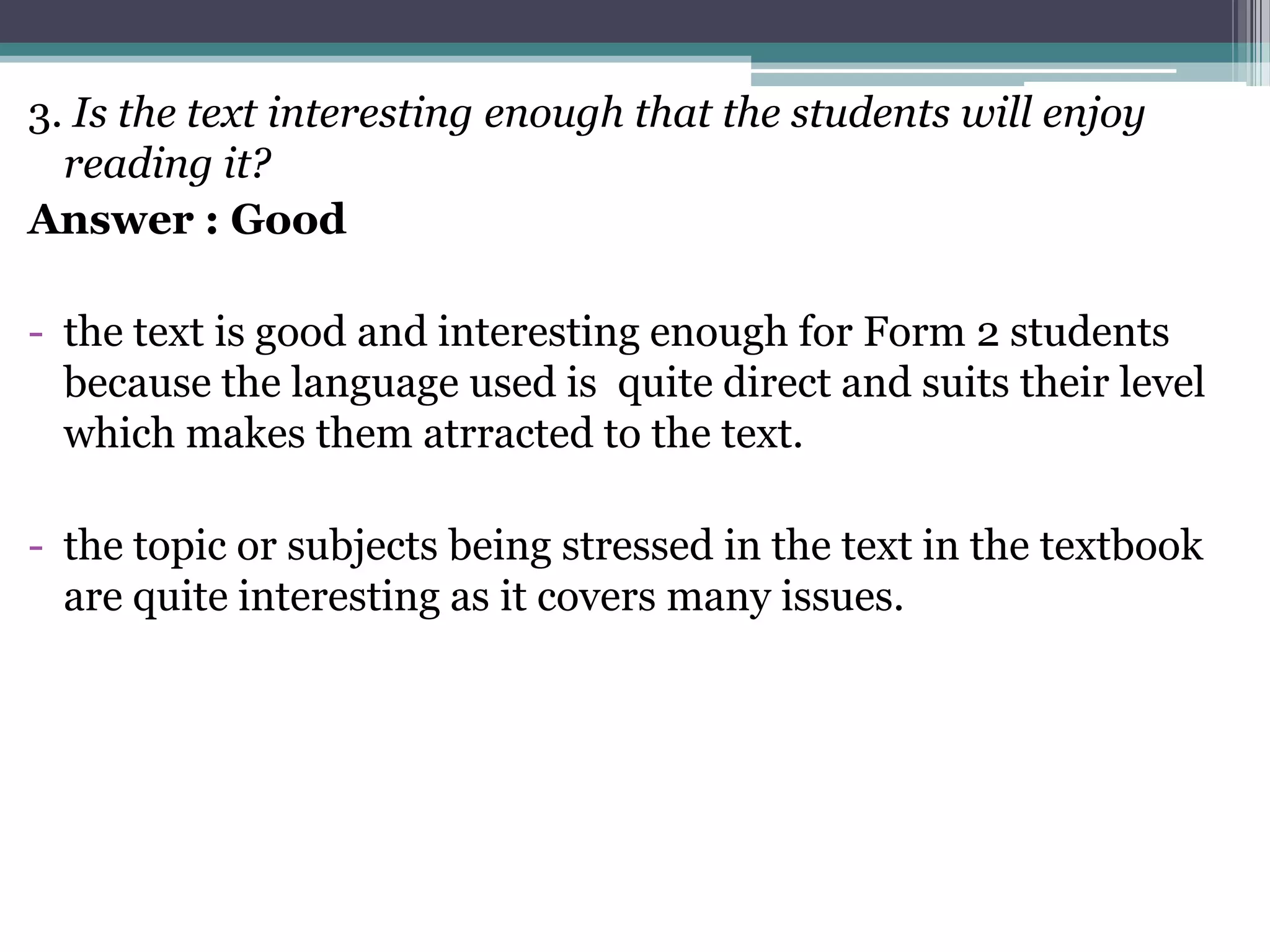 KBSM English Form 2 Textbook Evaluation | PPTX