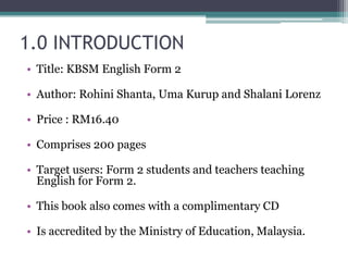 KBSM English Form 2 Textbook Evaluation | PPTX