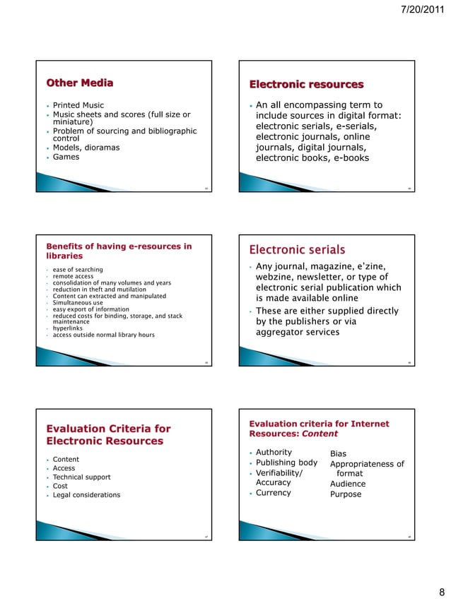Evaluating learning resources | PDF