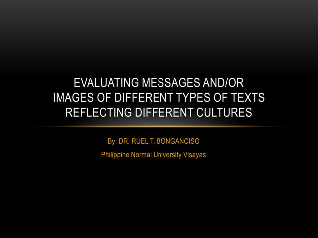 Evaluating messages or images of different types of texts reflecting different cultures | PDF ...