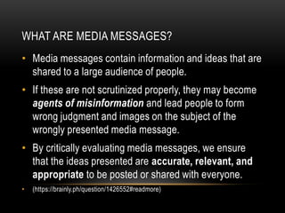 Evaluating messages or images of different types of texts reflecting ...