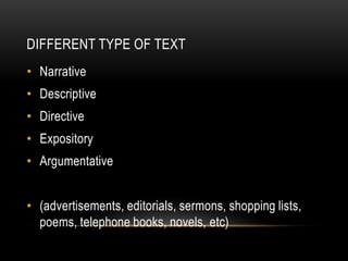 Evaluating messages or images of different types of texts reflecting ...