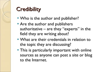 Evaluating Online Sources | PPT