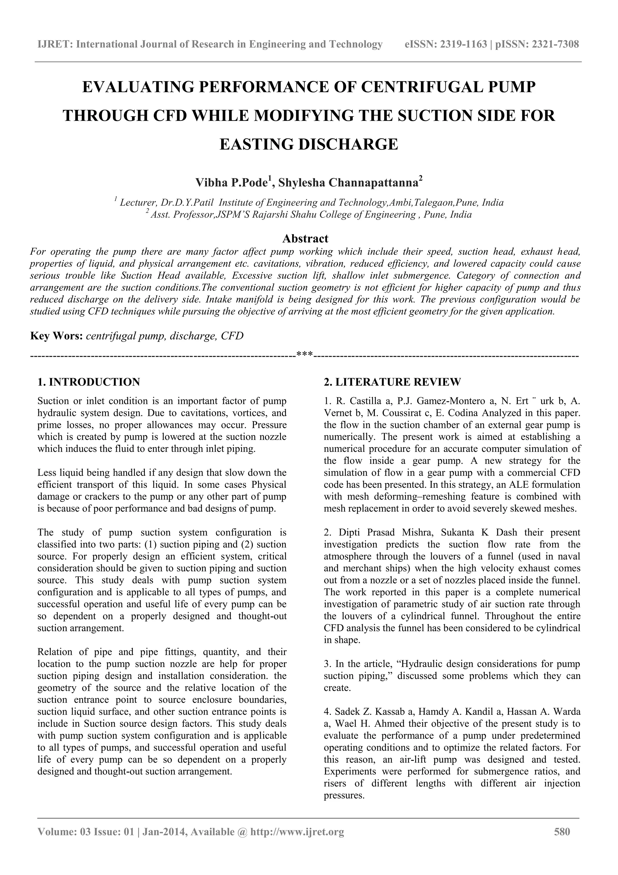 Evaluating performance of centrifugal pump through cfd while modifying ...