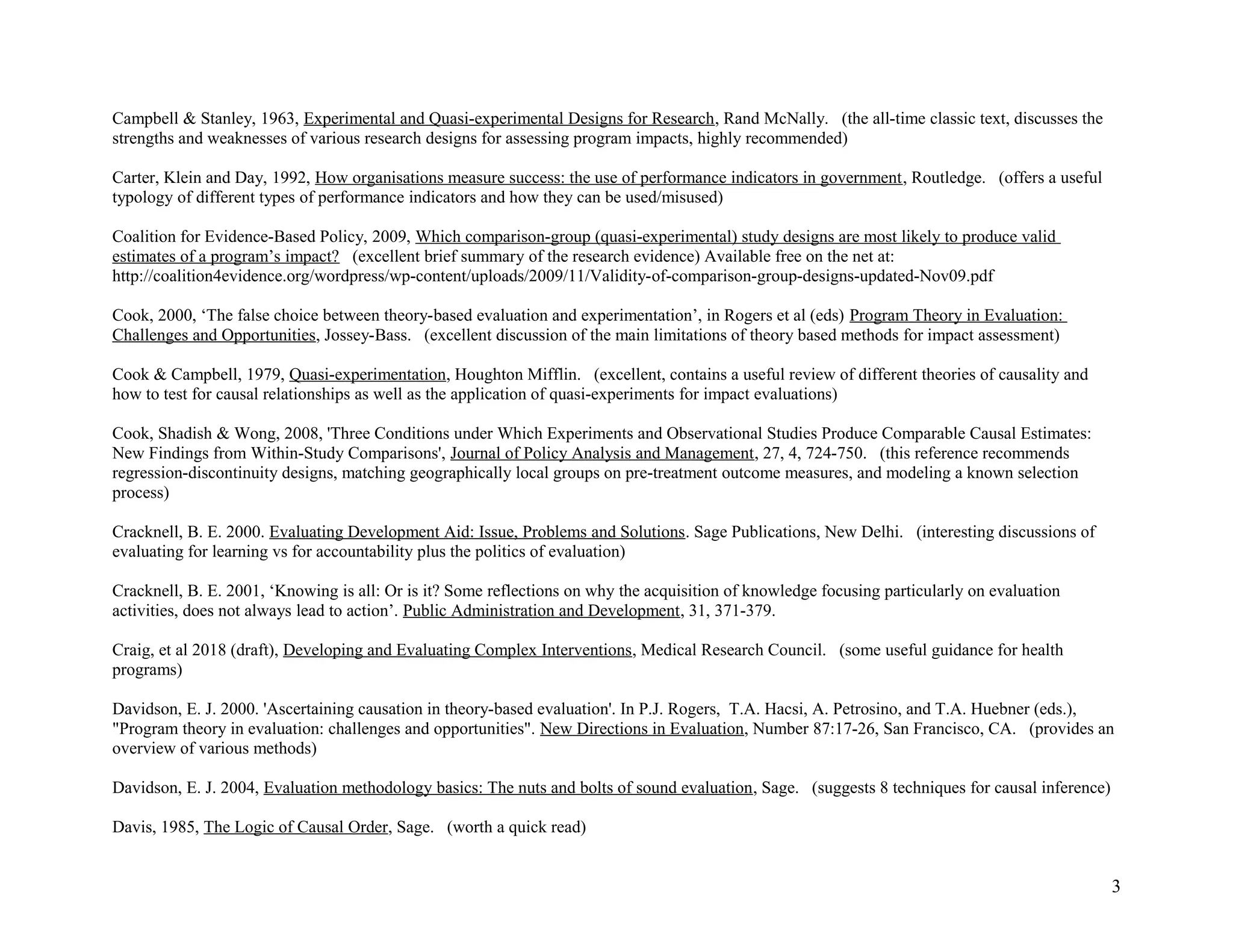 Evaluating Program Impacts: An Annotated Bibliography Feb 2019 | DOC