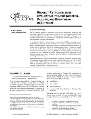 Evaluating Project Success | PDF