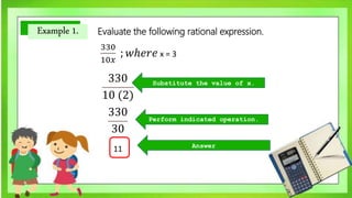 Evaluating Rational Algebraic Expressions 200827042221 (1) | PPTX | Science