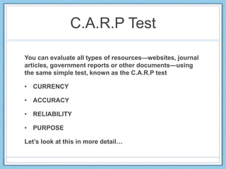 Evaluating resources | PPT