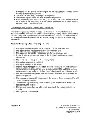 Evaluating Service Organization Control Reports | PDF