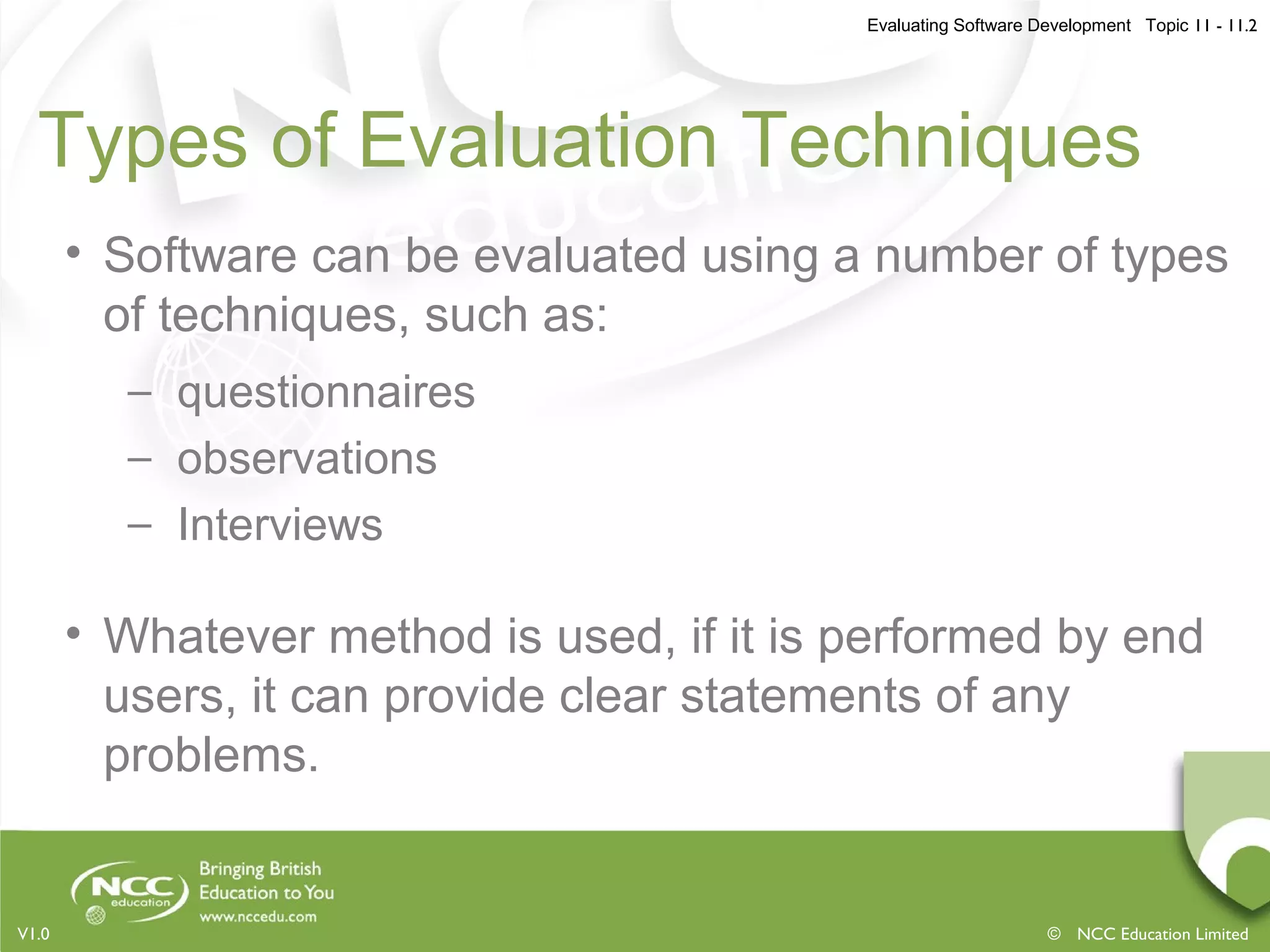 Evaluating software development | PPT