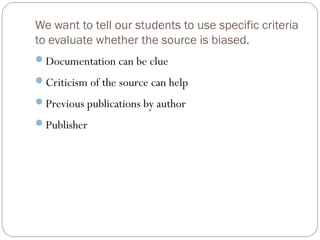 Evaluating sources | PPT