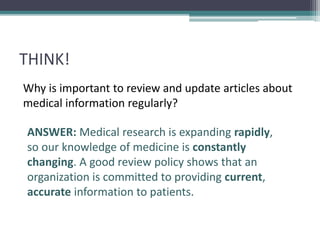 Evaluating Sources of Online Health Information | PPT