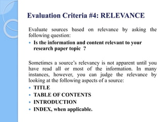 Evaluating sources | PPTX