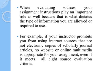 Evaluating sources | PPTX