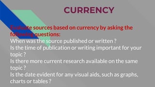 Evaluating sources | PPT