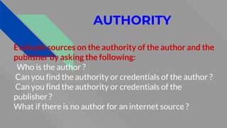 Evaluating sources | PPT