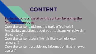 Evaluating sources | PPT