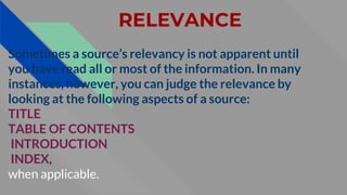 Evaluating sources | PPT