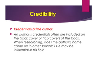 Evaluating Sources' Credibility | PPT