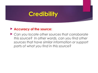 Evaluating Sources' Credibility | PPT