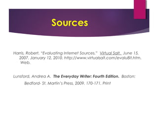 Evaluating Sources' Credibility | PPT