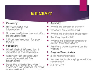 Evaluating Sources' Credibility | PPT