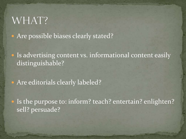 Evaluating sources for credibility | PPTX | Publishing Industry ...