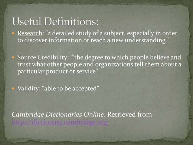 Evaluating sources for credibility