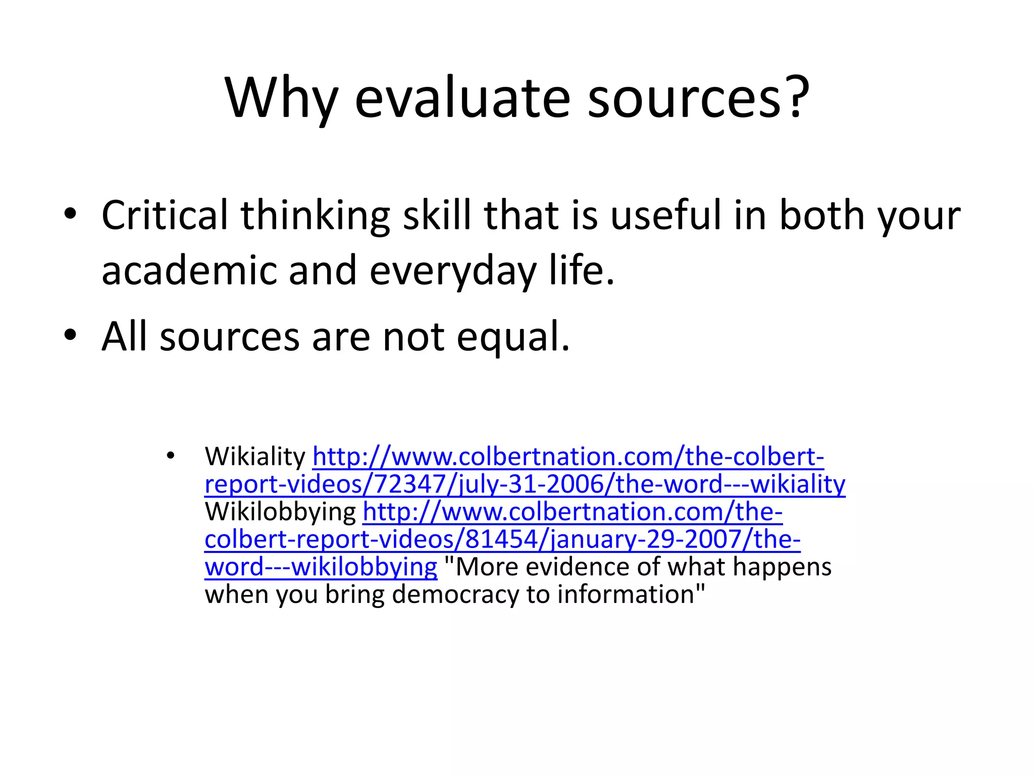 Evaluating Sources | PPTX