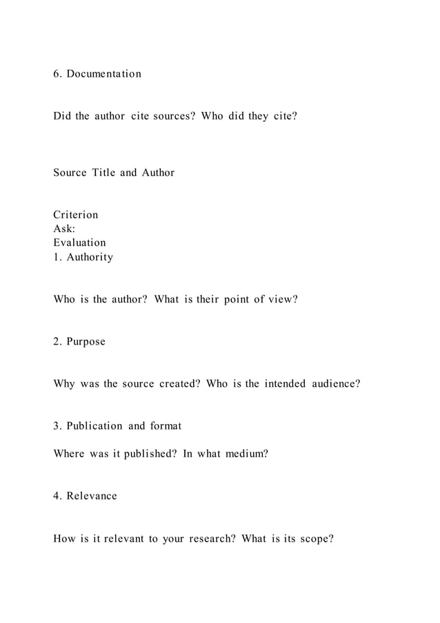 Evaluating Sources Worksheet NameSource Title a | DOCX