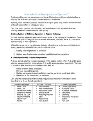 Evaluating Stitching Machine Operators.pdf | Women\'s Outerwear | Women ...