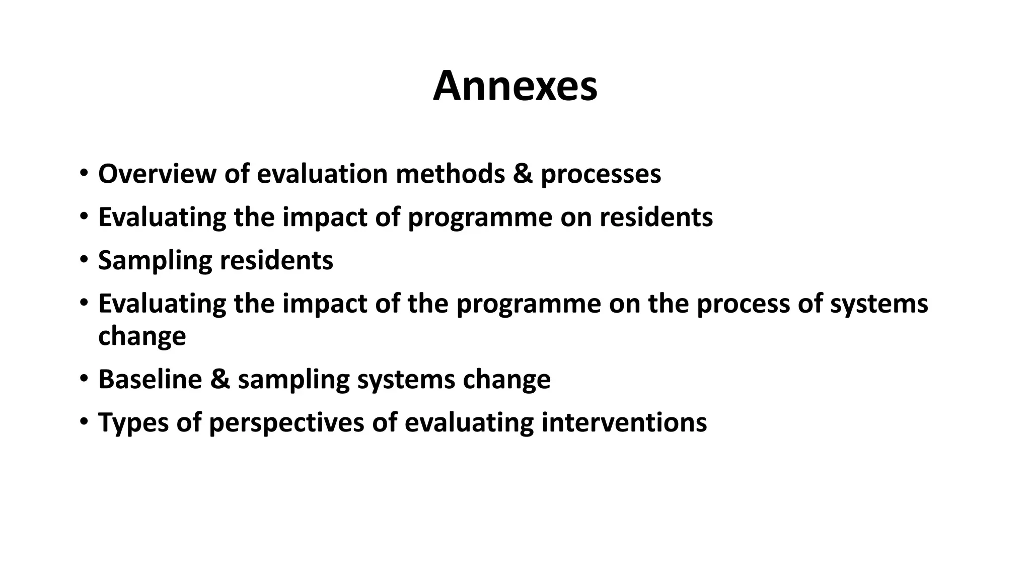 Evaluating Systems Change - Annexes | PPT