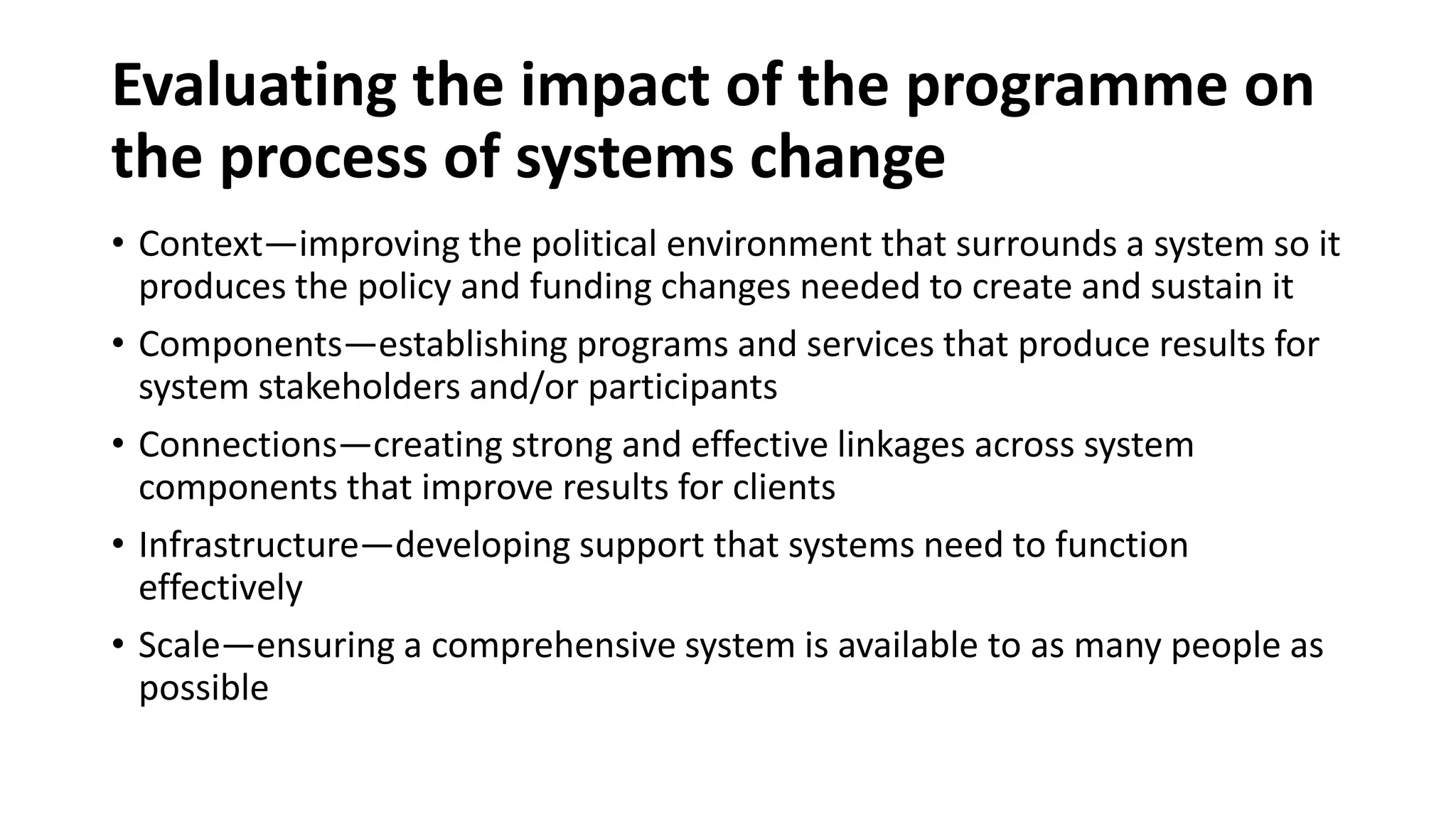 Evaluating Systems Change - Annexes | PPT