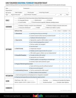 Evaluating Technology for Early Learners Form | PDF