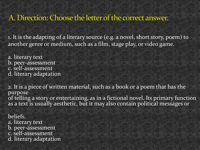 Evaluating the Adaptation of a Literary - 1.pptx | Educational ...