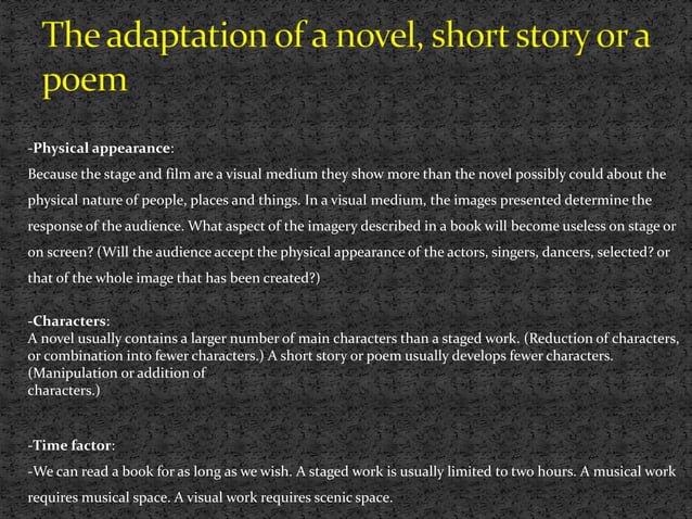 Evaluating the Adaptation of a Literary - 1.pptx | Educational ...