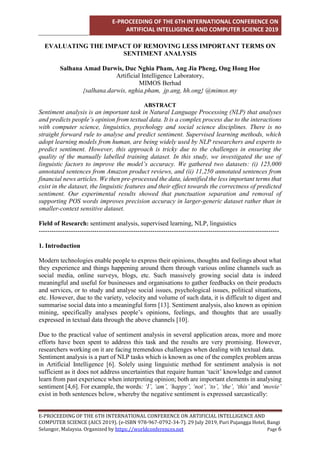 Evaluating the impact of removing less important terms on sentiment ...