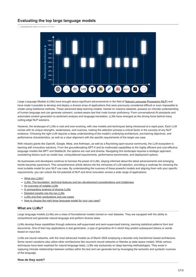 Evaluating the top large language models.pdf | Artificial Intelligence | Technology & Computing