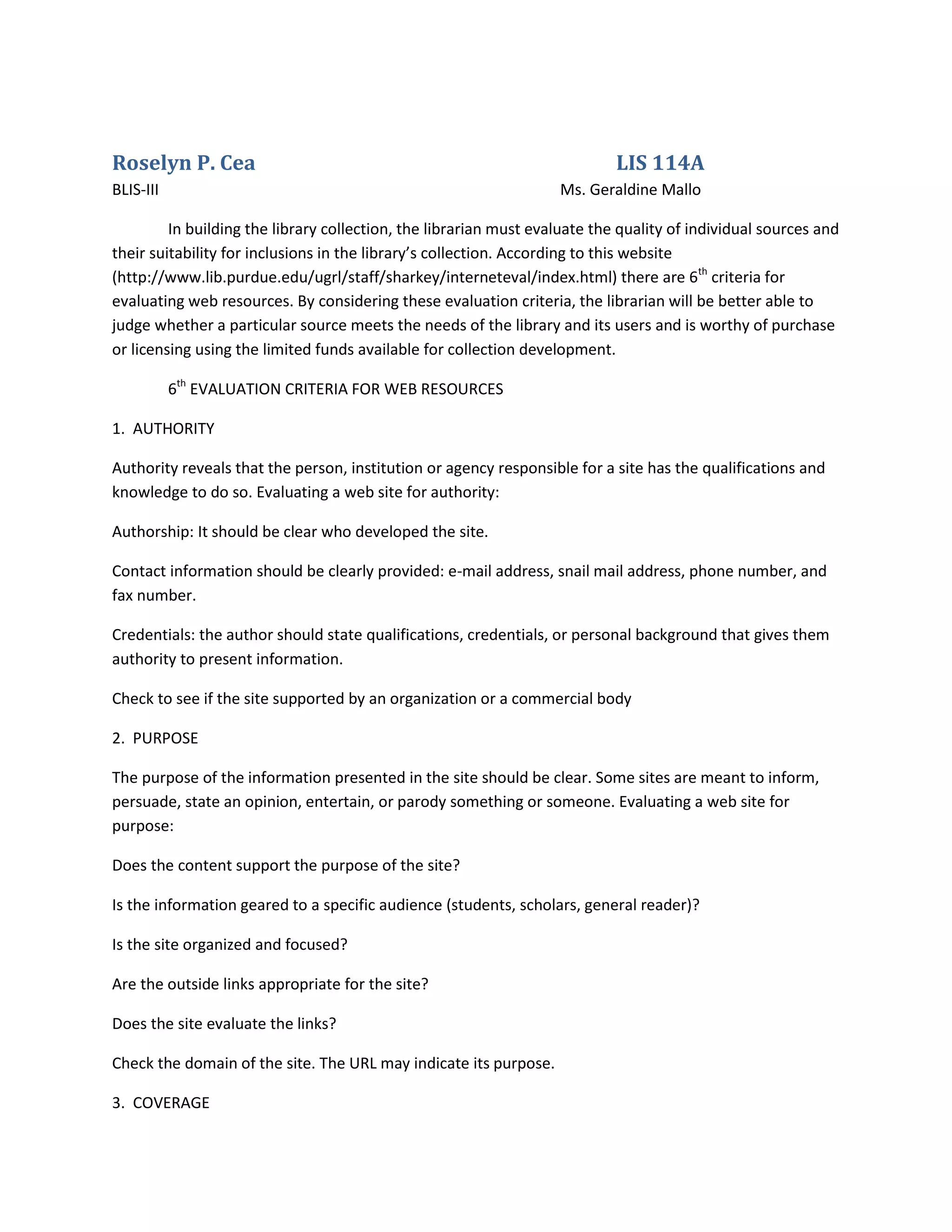 Evaluating web resources | DOCX