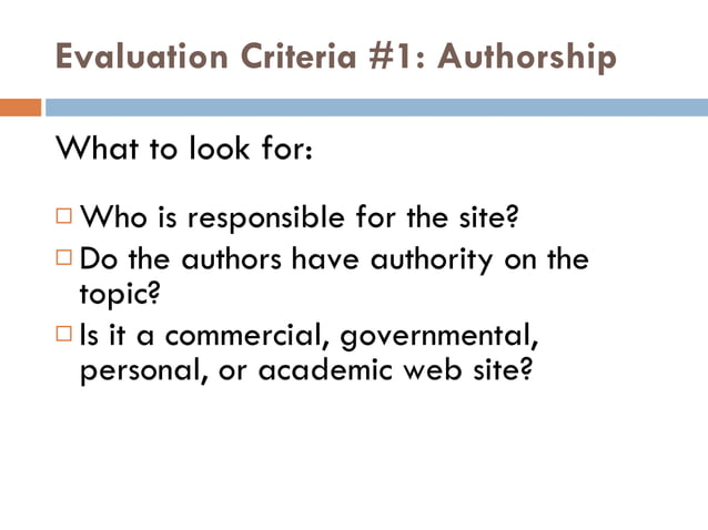 Evaluating websites | PPT