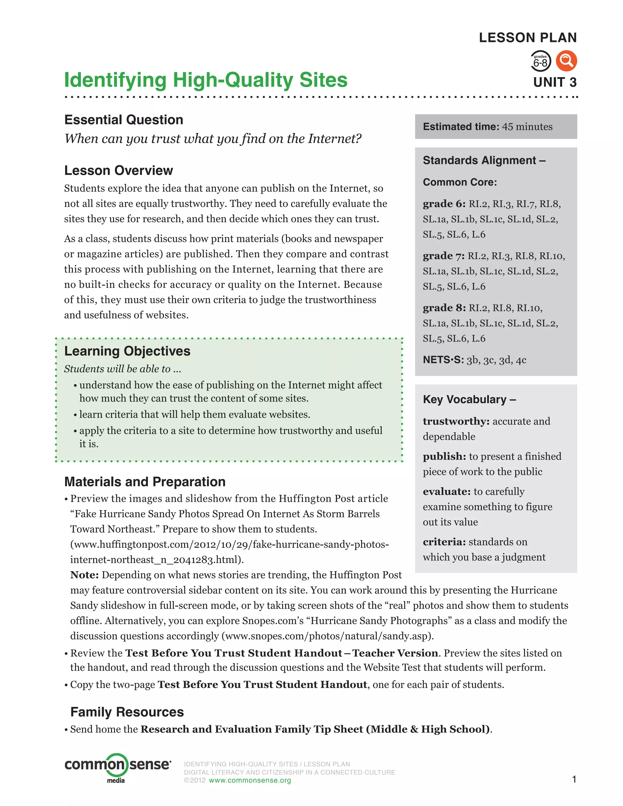 Evaluating websites | PDF