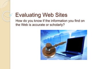 Evaluating web sites | PPT