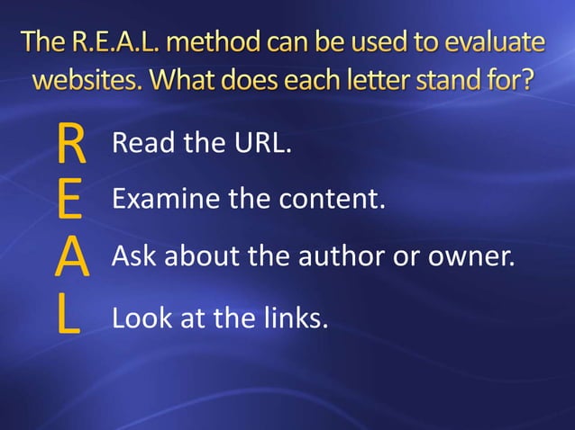 Evaluating websites | PPT